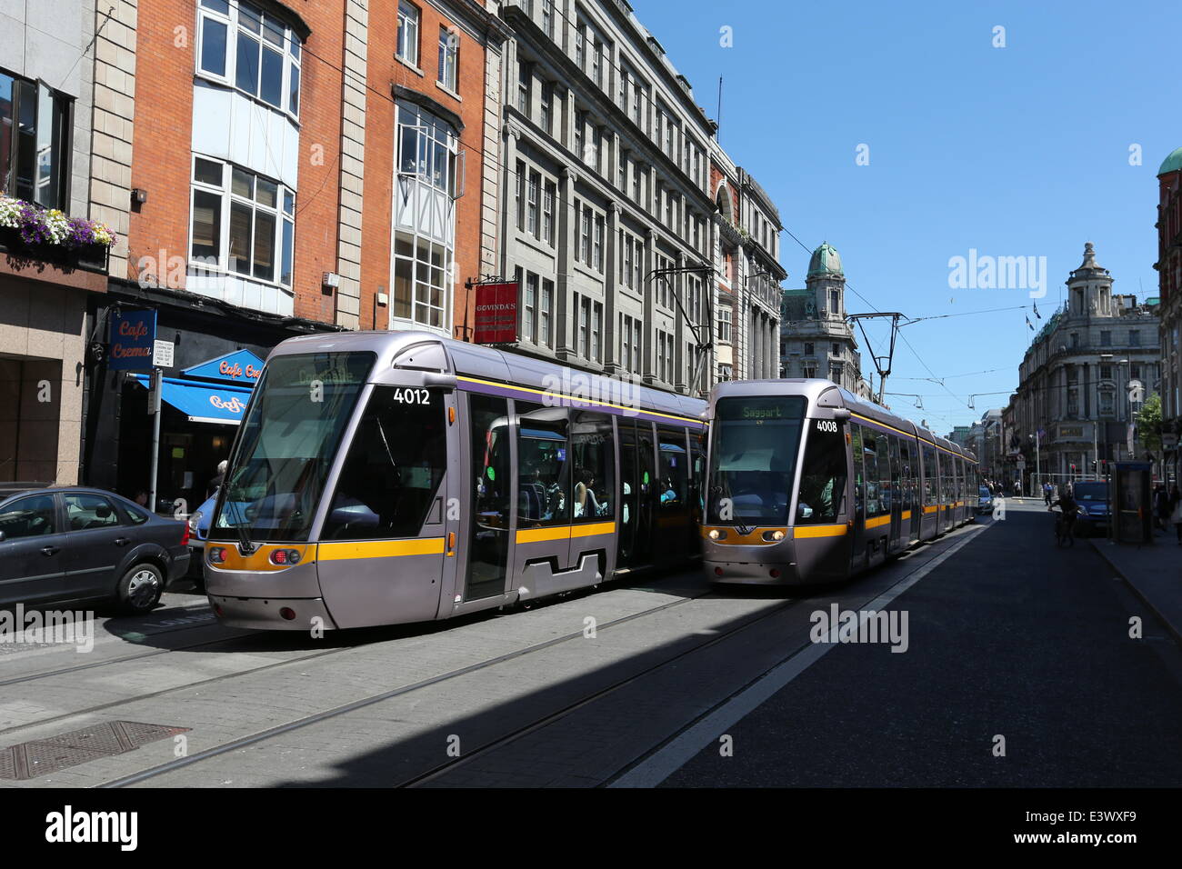 Dublin, Ireland. 30th June, 2014. Image of two Luas trams in operation ...