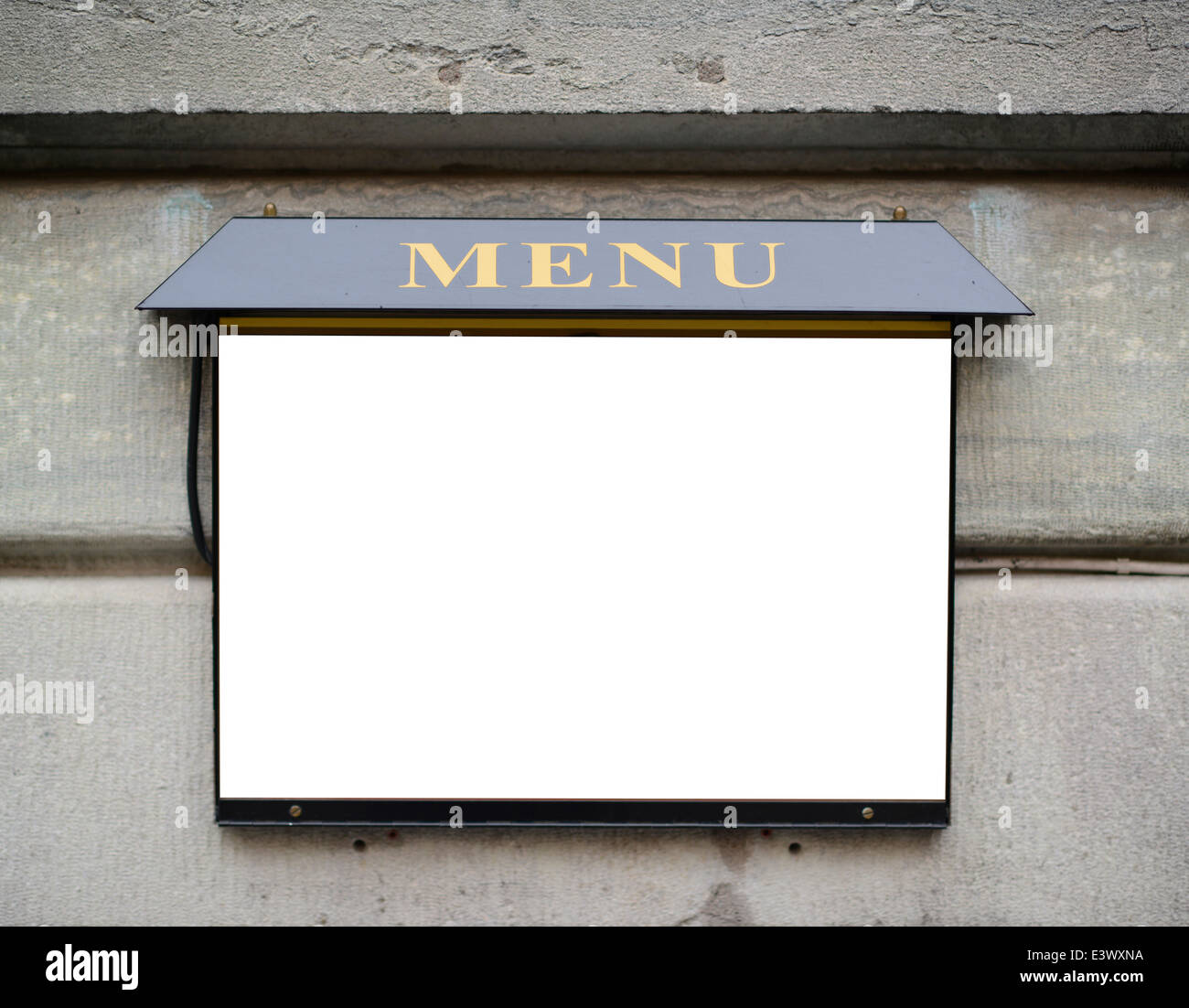 Empty restaurant menu sign on wall Stock Photo - Alamy