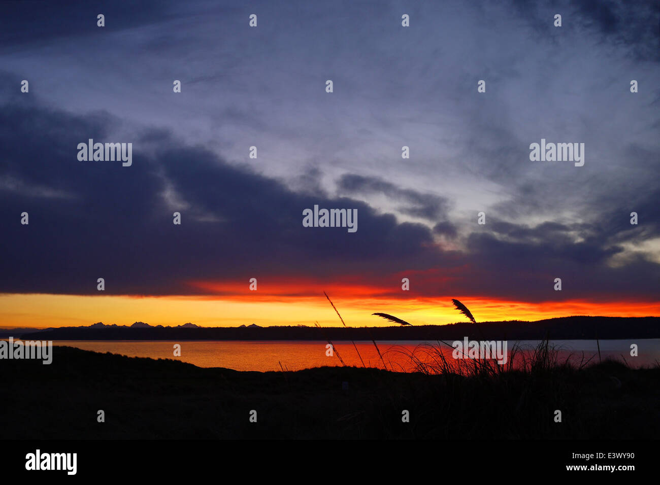 The morning sky over Protection Island in Puget Sound offers a stunning ...