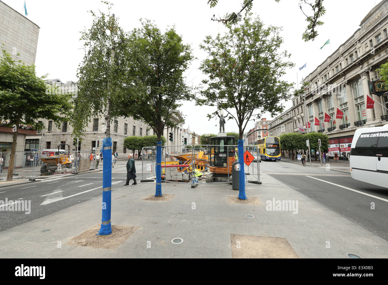 New trees planted along the middle of O'Connell Street in Dublin ...