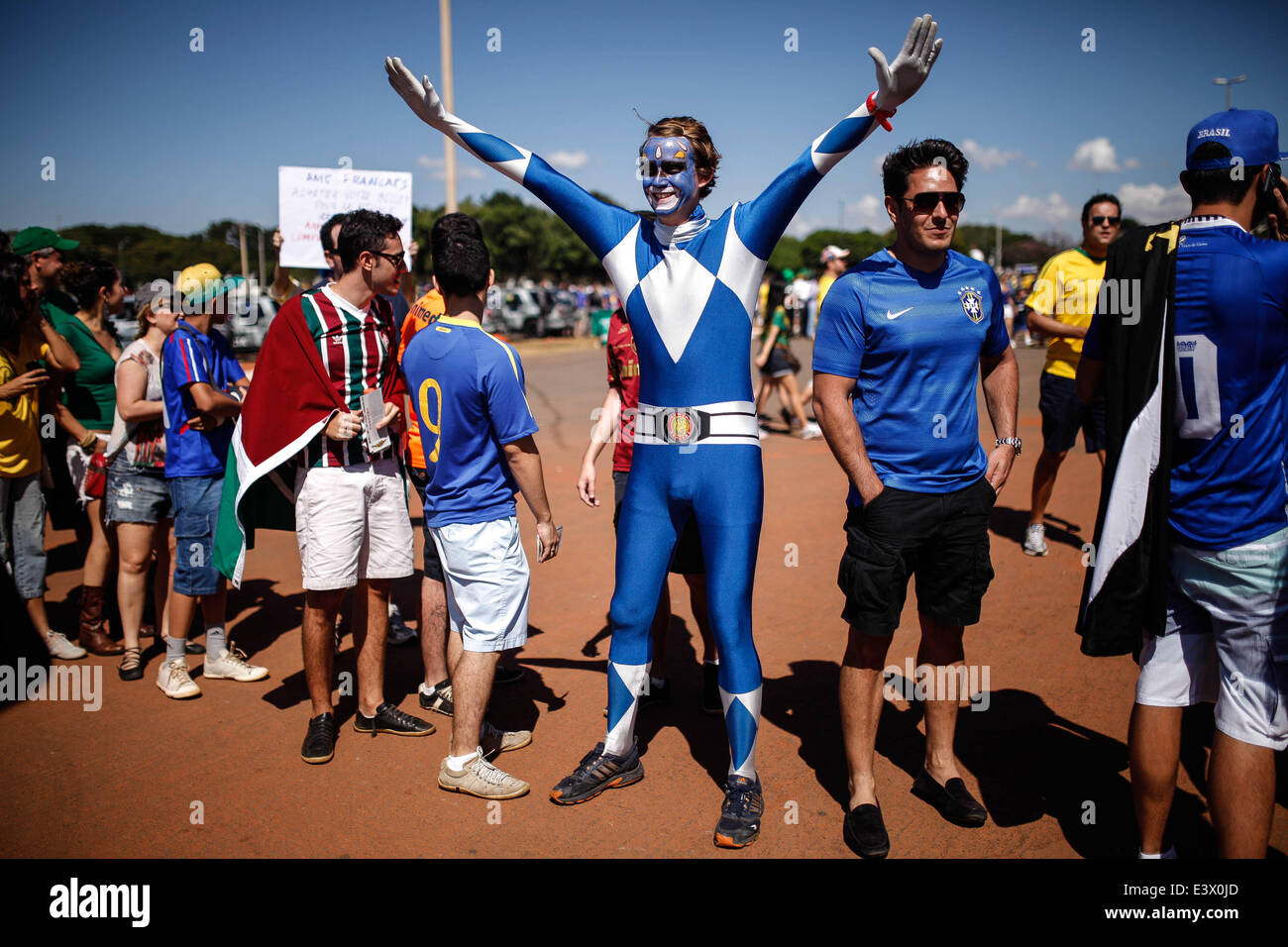 Brasilia, Brazil. 30th June, 2014. Fans pose outside the Estadio ...