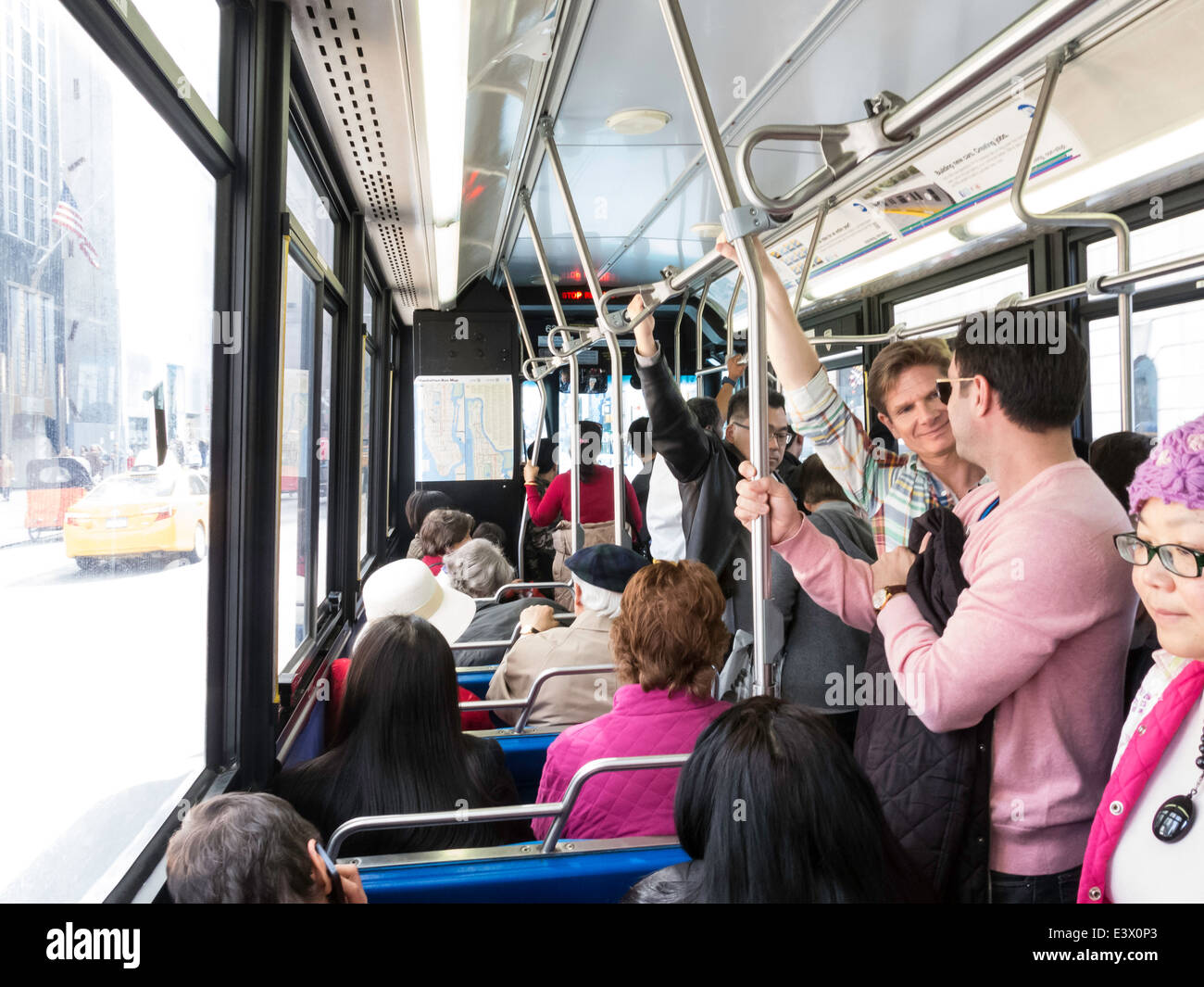 Passengers Riding Inside Public Bus, NYC, USA Stock Photo - Alamy