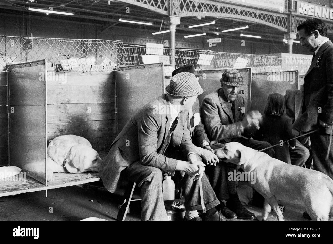 Owners of working dogs waiting for their turn at the 1977 Crufts dog ...