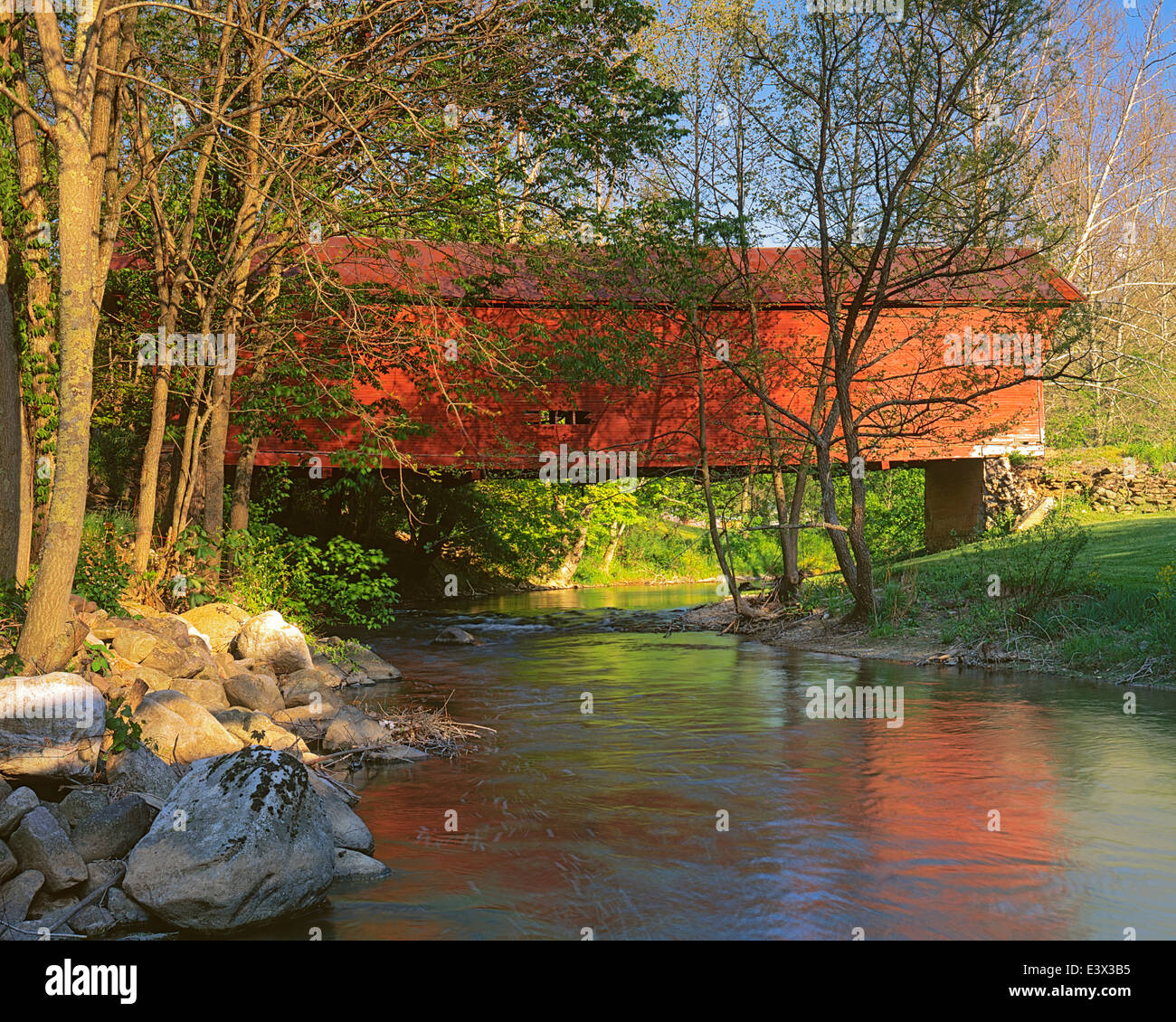 USA, Virginia, Newport, Covered bridge over Sinking Crook Stock Photo ...