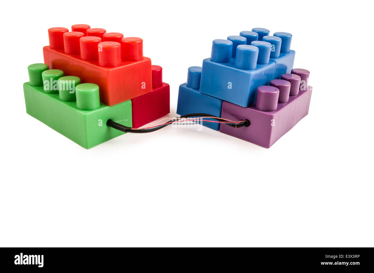 Building blocks connected wires Cut Out Stock Images & Pictures - Alamy