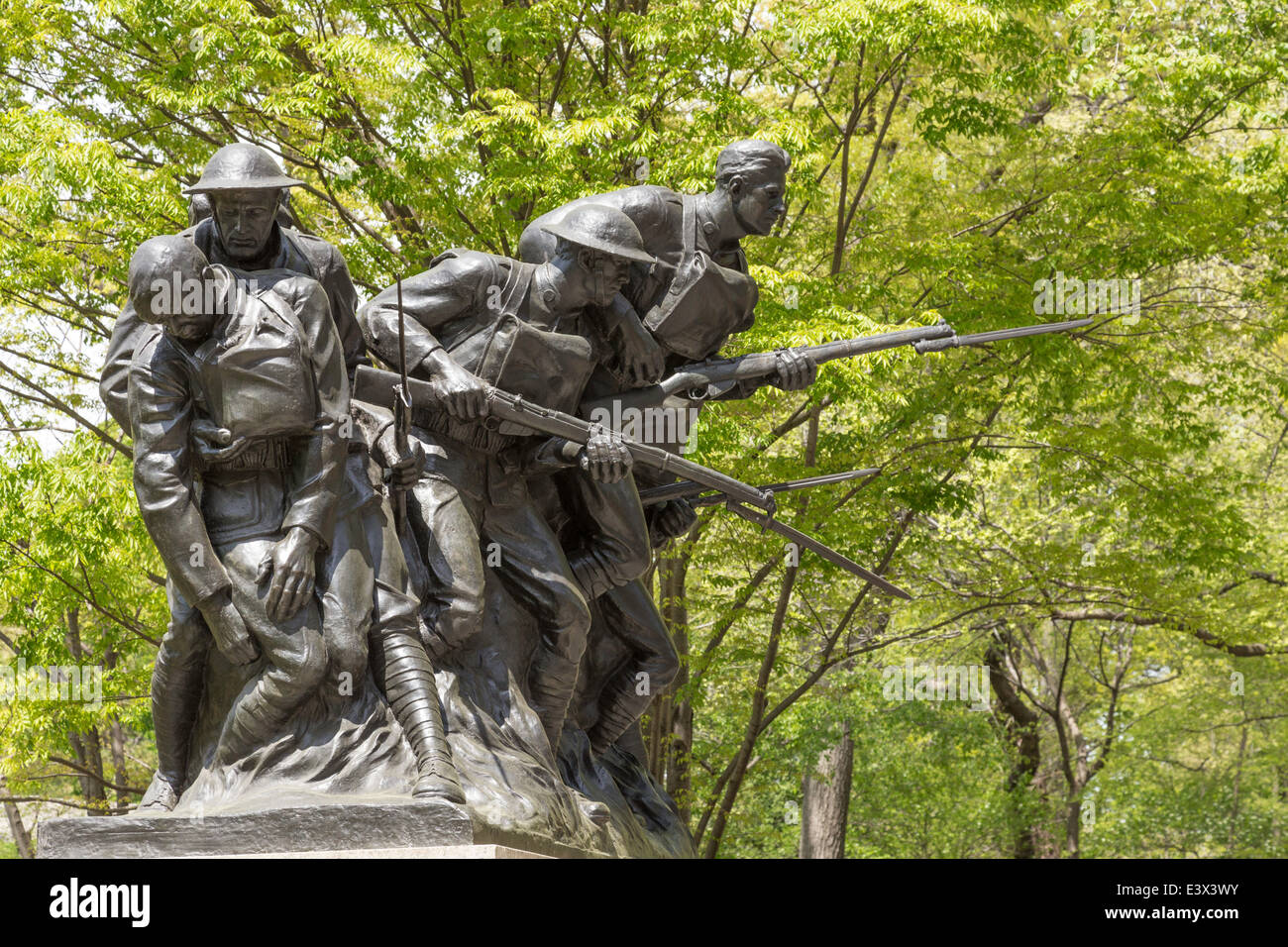 Military WWI Memorial Statue Commemorating the Doughboys of WWI, Central Park, NYC, USA Stock ...