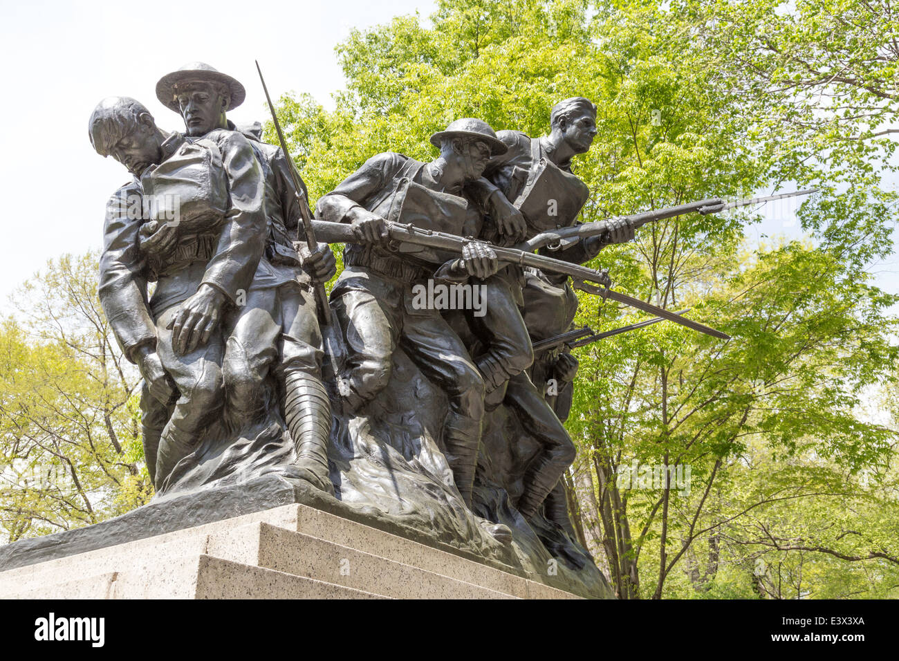 Military WWI Memorial Statue Commemorating the Doughboys of WWI, Central Park, NYC, USA. 2014 ...