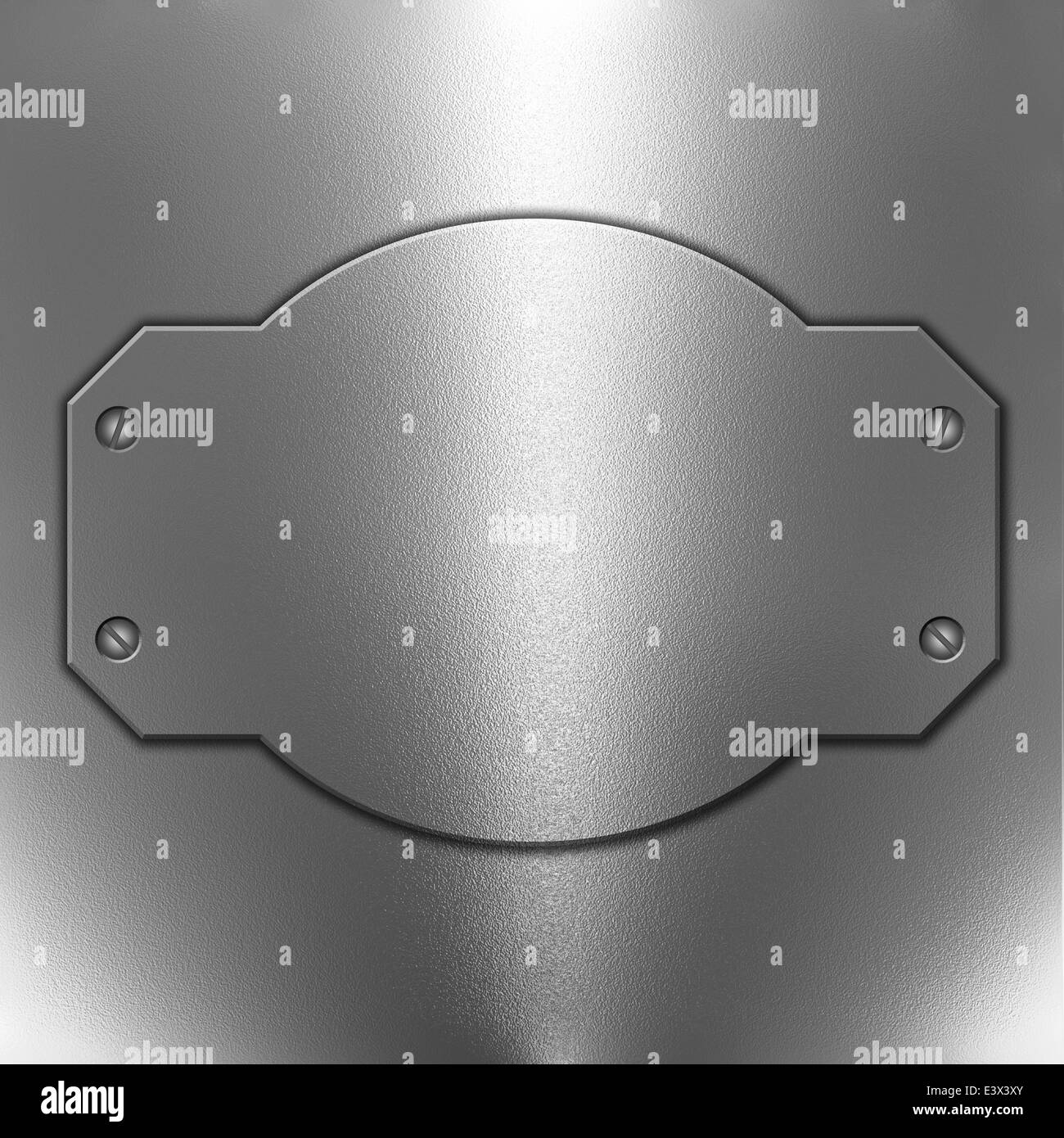 Chrome style metal background with screwed plate Stock Photo - Alamy