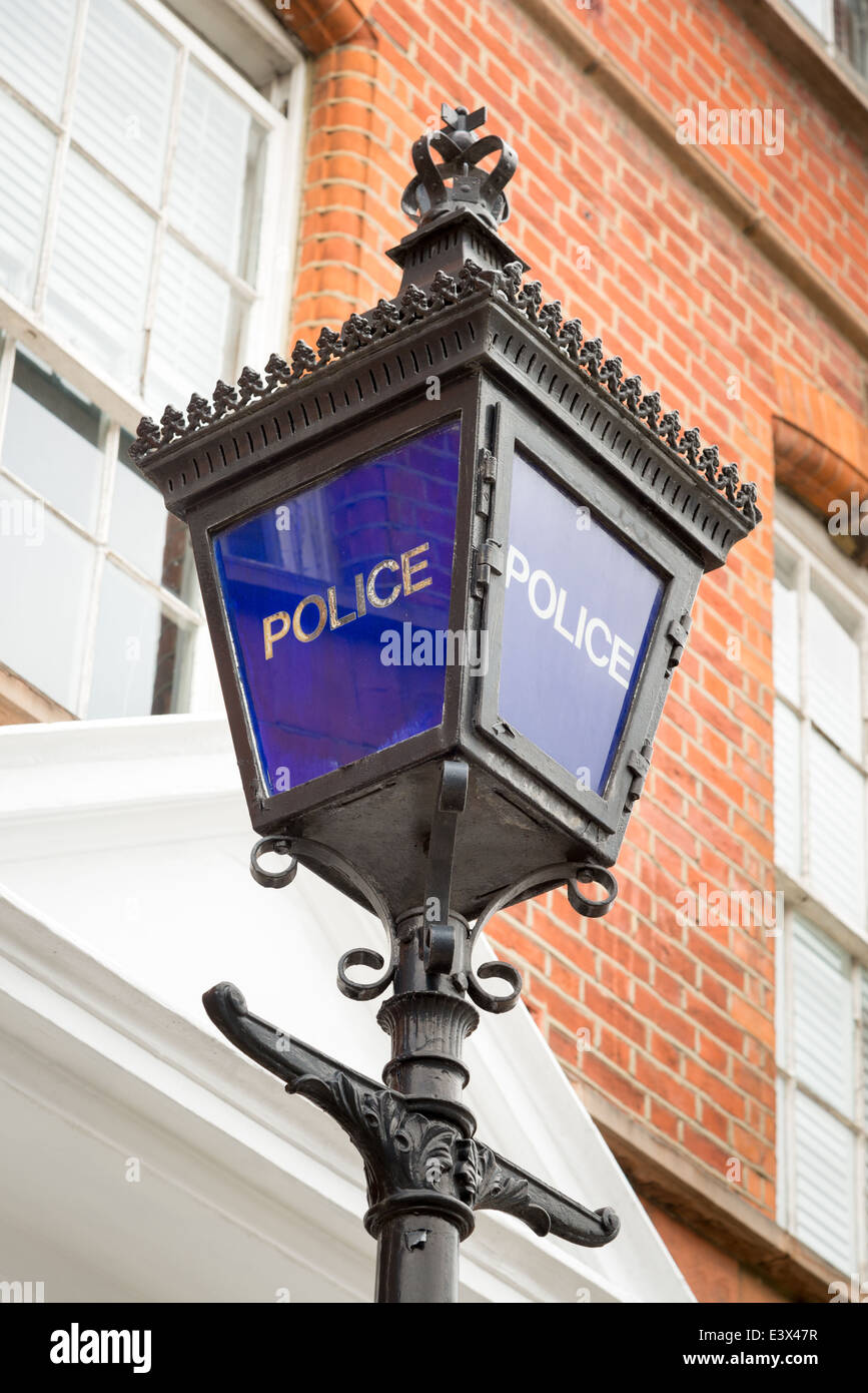 Blue police lamp outside Hornsey Police Station, London, England, UK ...