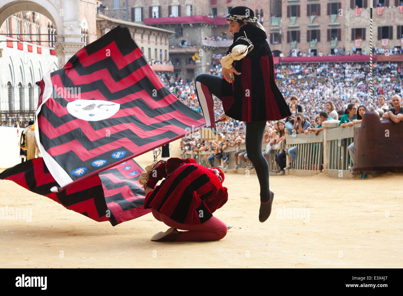 contrada of the owl, historical parade, palio of siena, siena, tuscany ...
