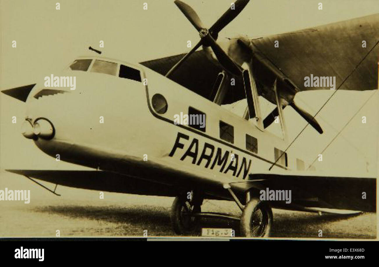 The Farman F-180 is a French aircraft known for its contributions to early aviation. This photo ...