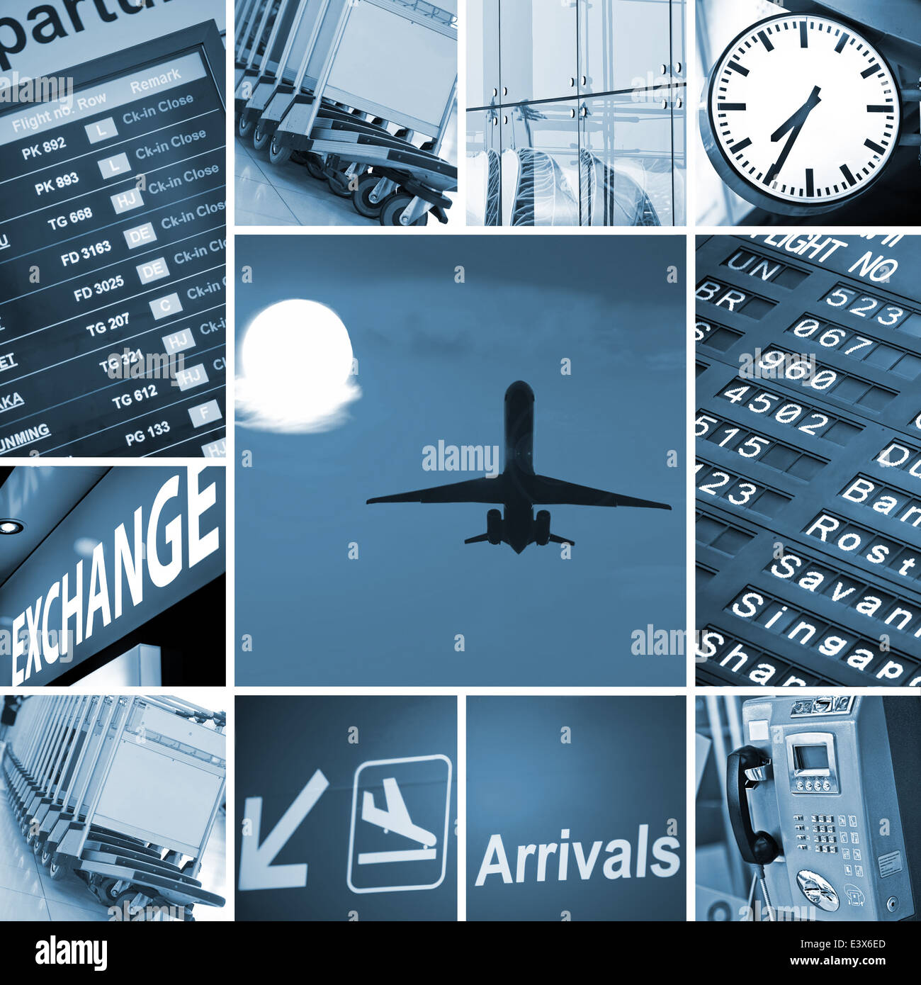 Airport theme mix composed of different images Stock Photo - Alamy