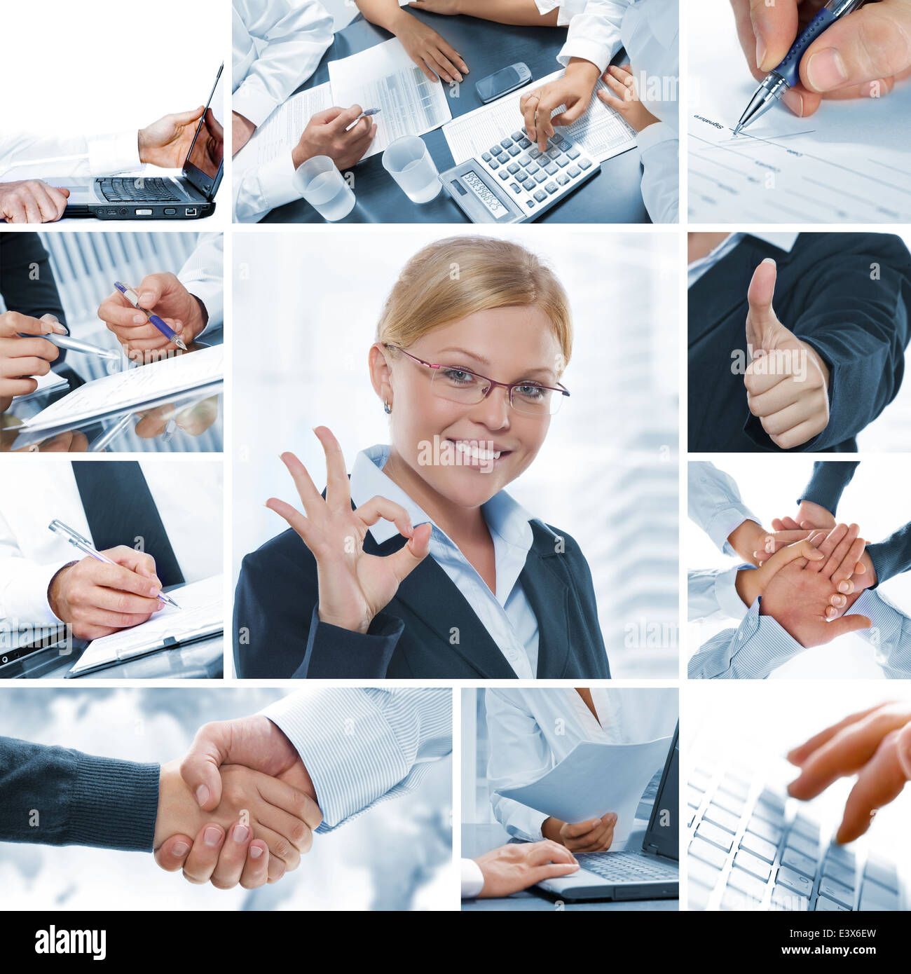 Business theme photo collage composed of different images Stock Photo ...