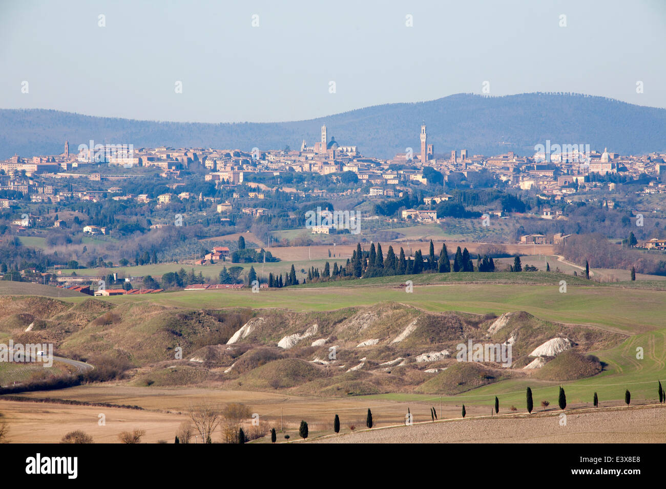 landscape and view of siena, crete senesi, siena, tuscany, italy ...