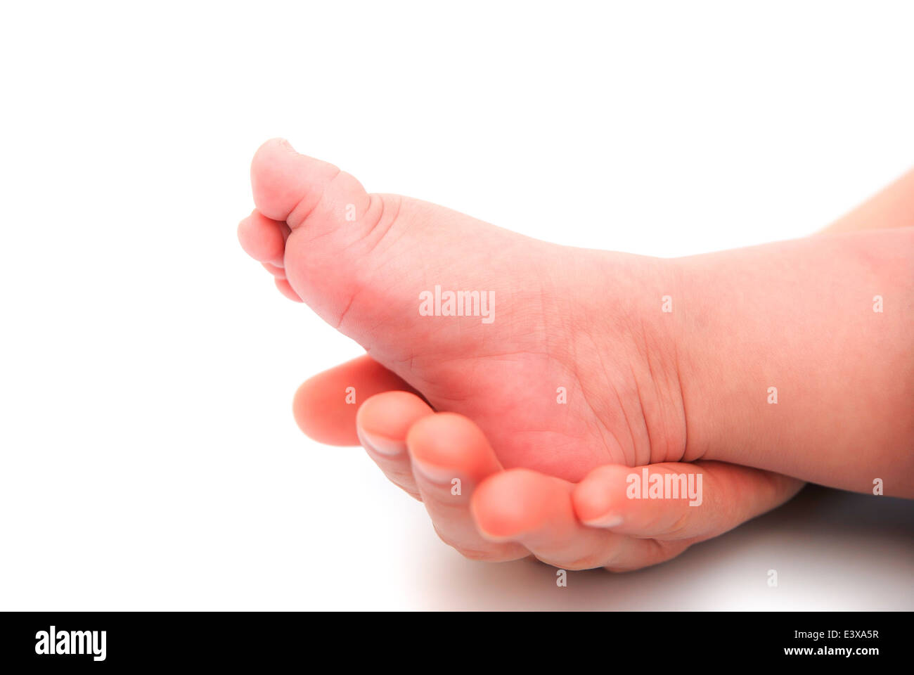 baby foot on mother's hand with clipping path Stock Photo - Alamy