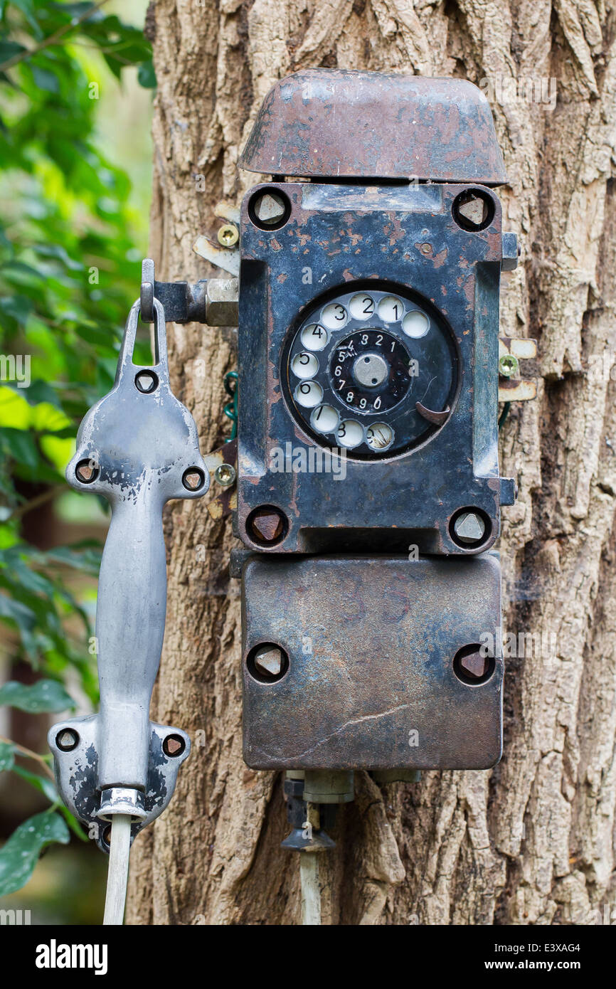 Vintage brass rotary telephone hi-res stock photography and images - Alamy