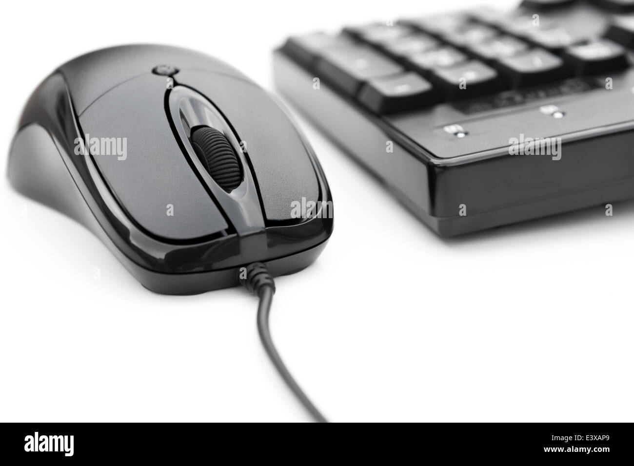 black mouse and keyboard on white background Stock Photo - Alamy
