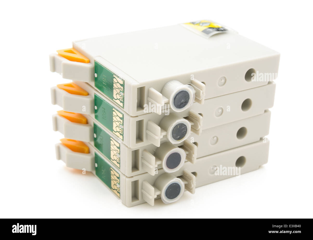 brand new printer ink cartridges stack up with clipping path Stock ...