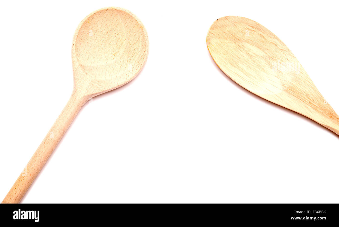 two wooden spoons isolated on white background Stock Photo - Alamy