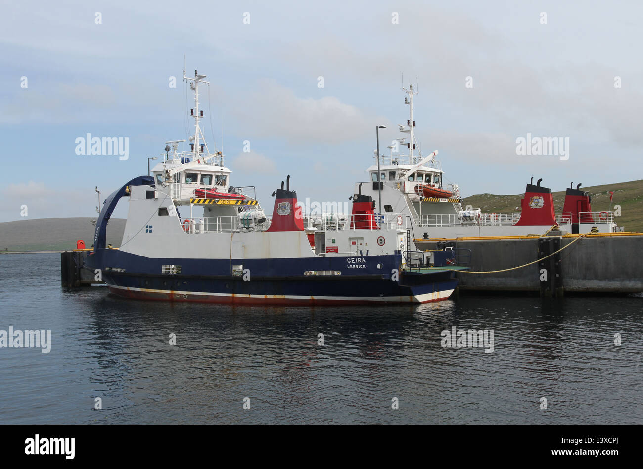 Bluemull Sound ferries MV Geira MV Bigga docked Hamars Ness Fetlar ...