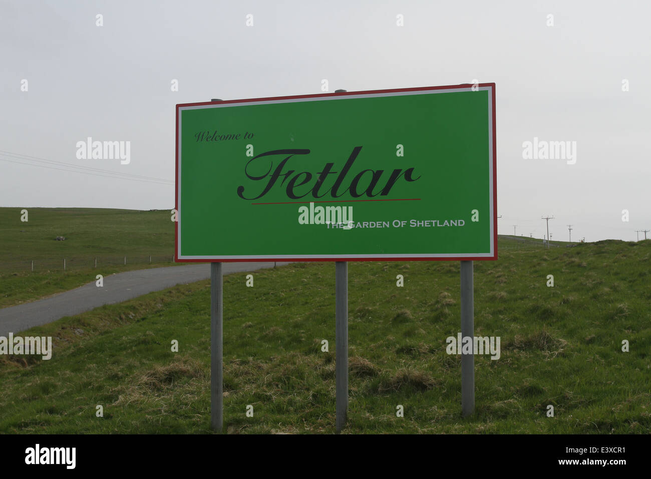 Welcome to Fetlar sign Shetland Scotland June 2014 Stock Photo - Alamy