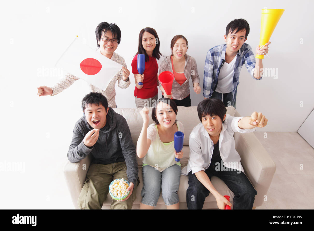 Japanese supporters cheering Stock Photo - Alamy