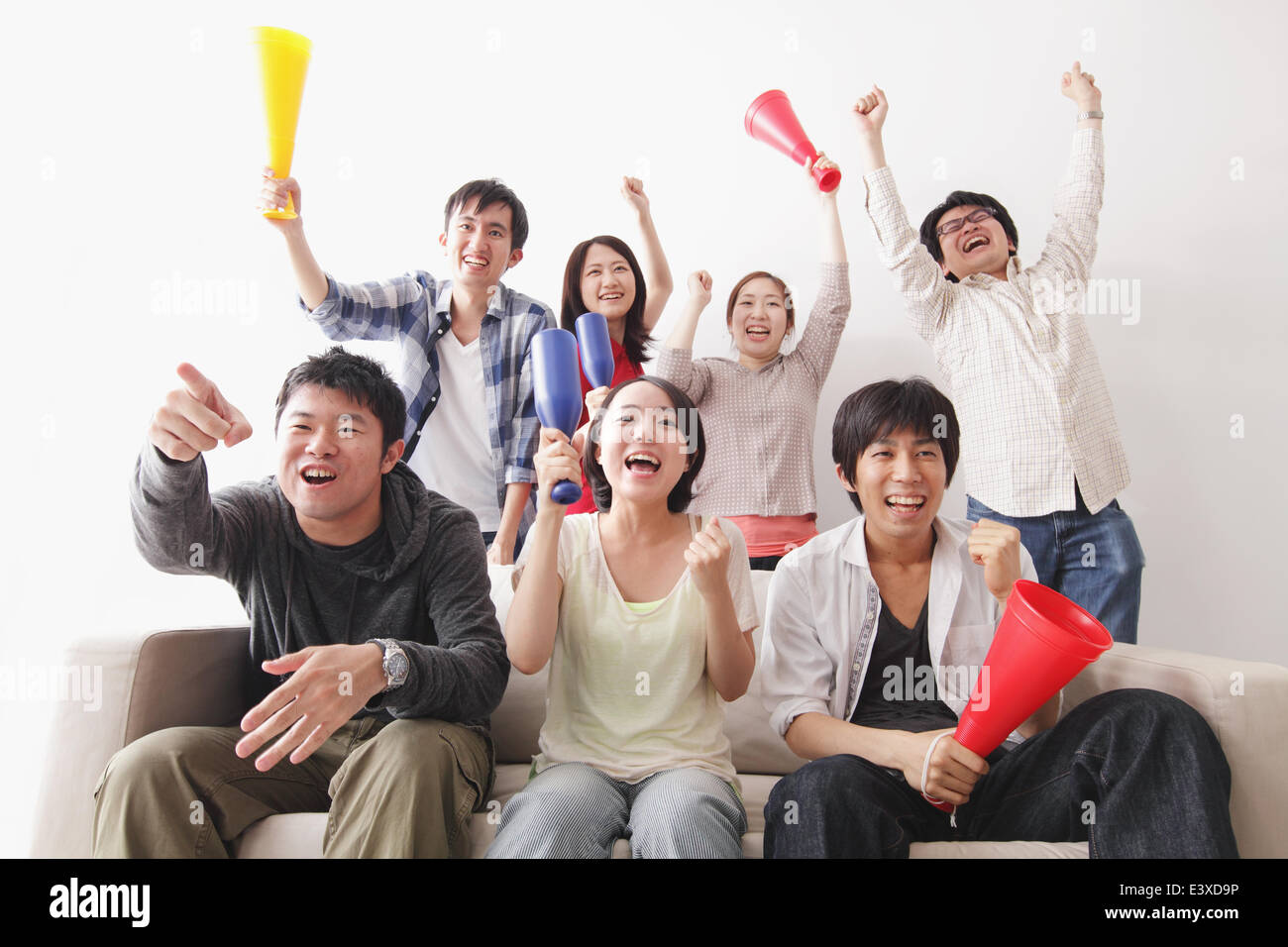 Japanese supporters cheering Stock Photo - Alamy