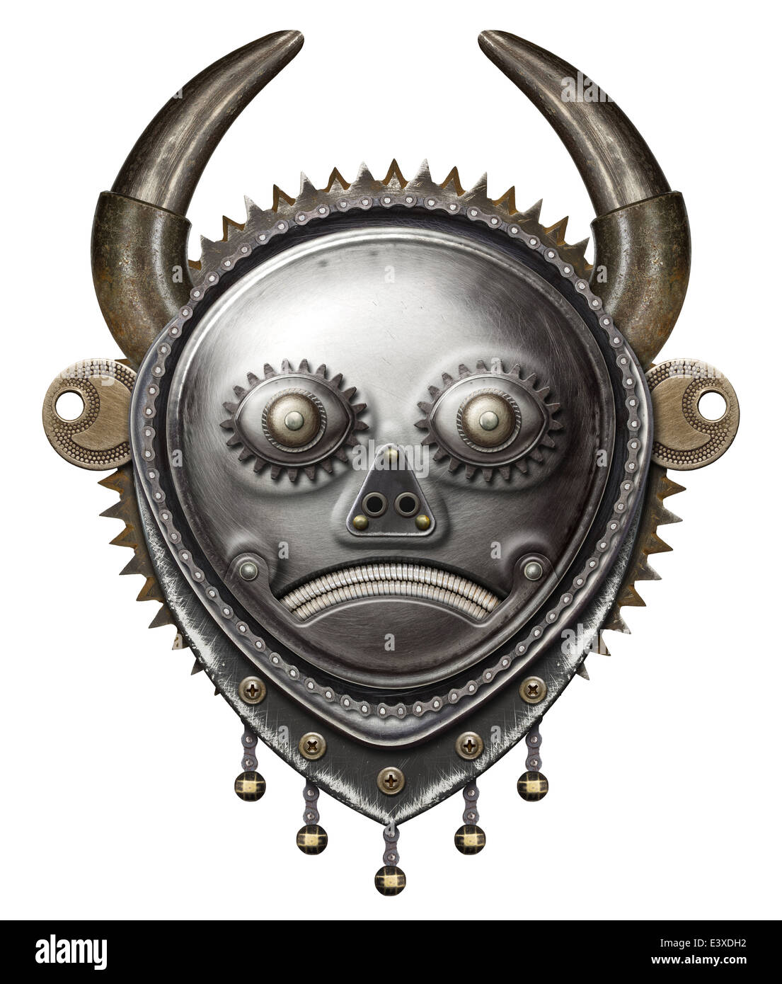 Tribal mask. Metal collage Stock Photo - Alamy
