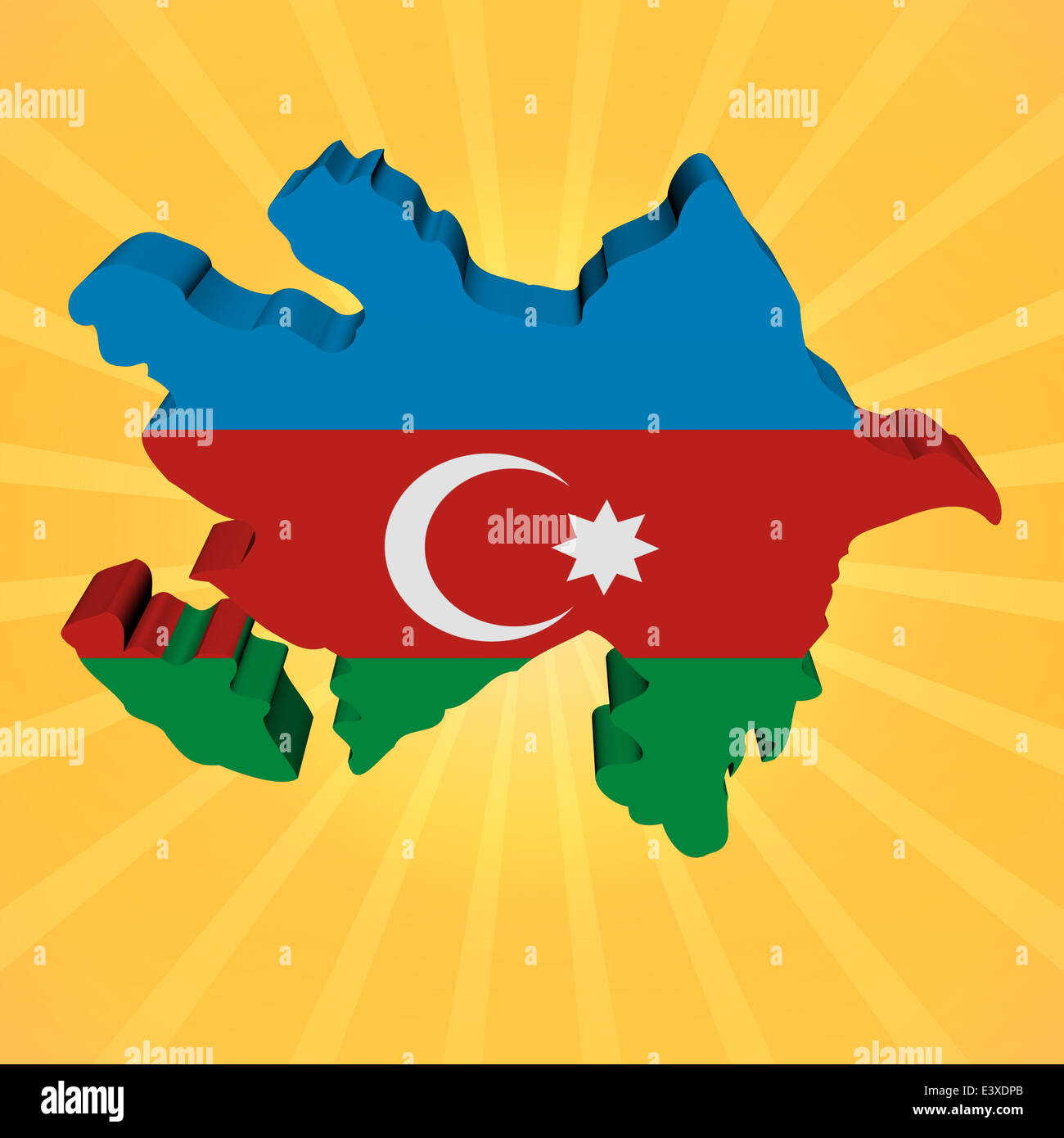 Azerbaijan map flag on sunburst illustration Stock Photo - Alamy