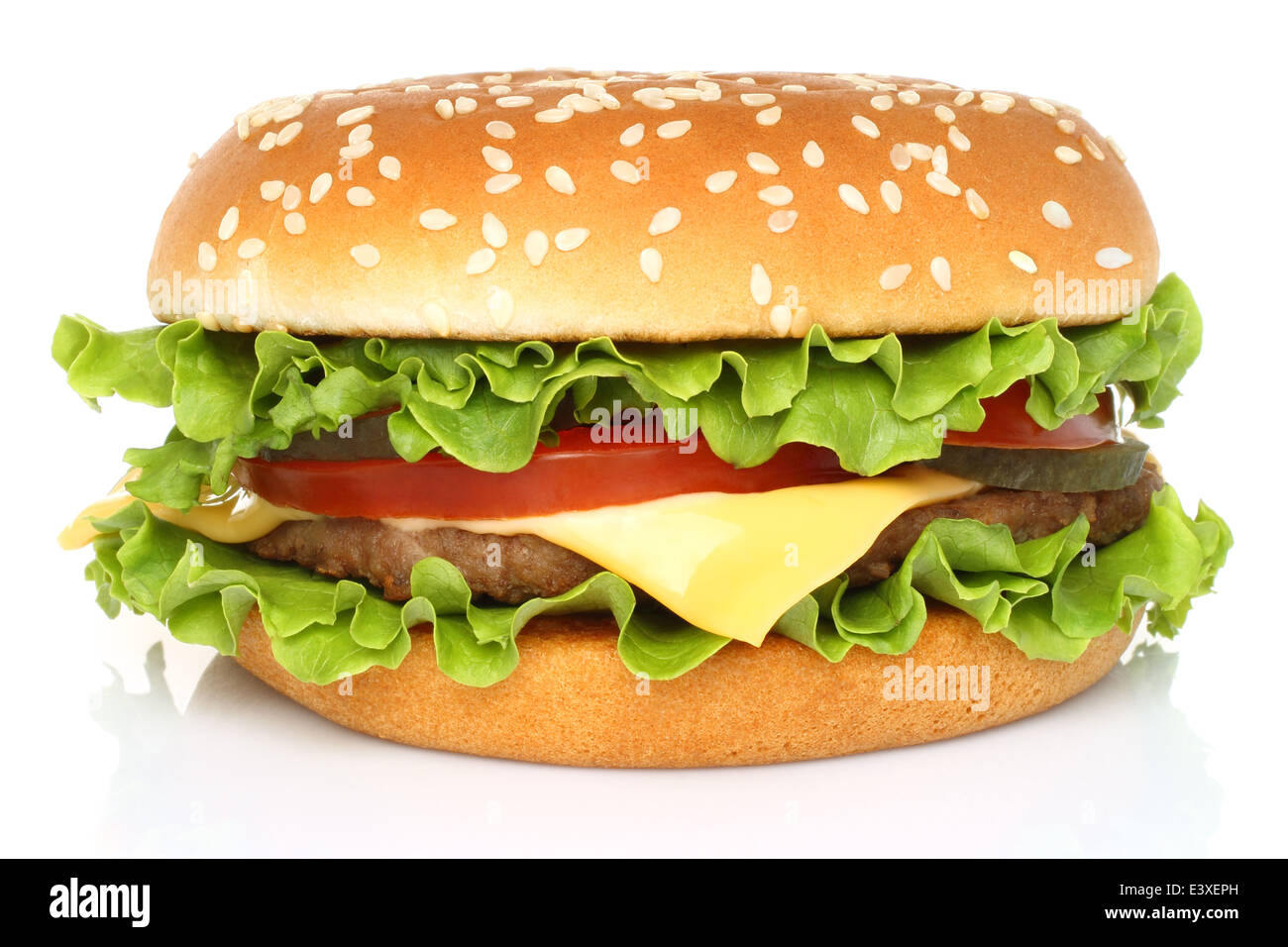 Big hamburger on white background Stock Photo - Alamy