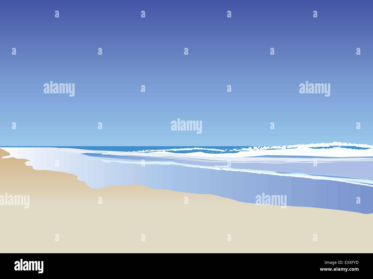 A vector illustration of a blue ocean and rolling waves Stock Vector ...