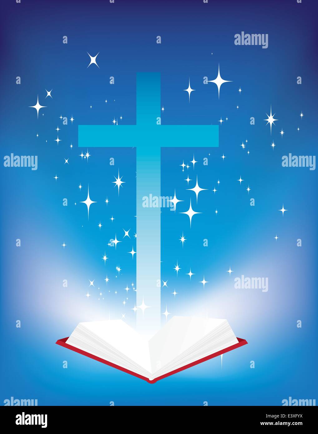 vector illustration of a christian cross and light coming from the ...