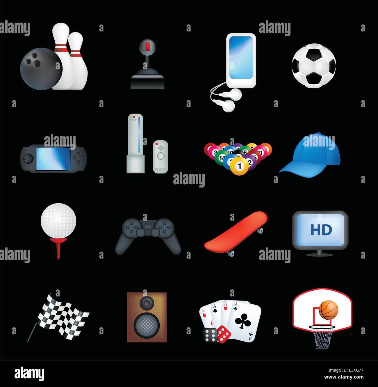 set of detailed icons and illustrations of hobbies Stock Vector Image ...