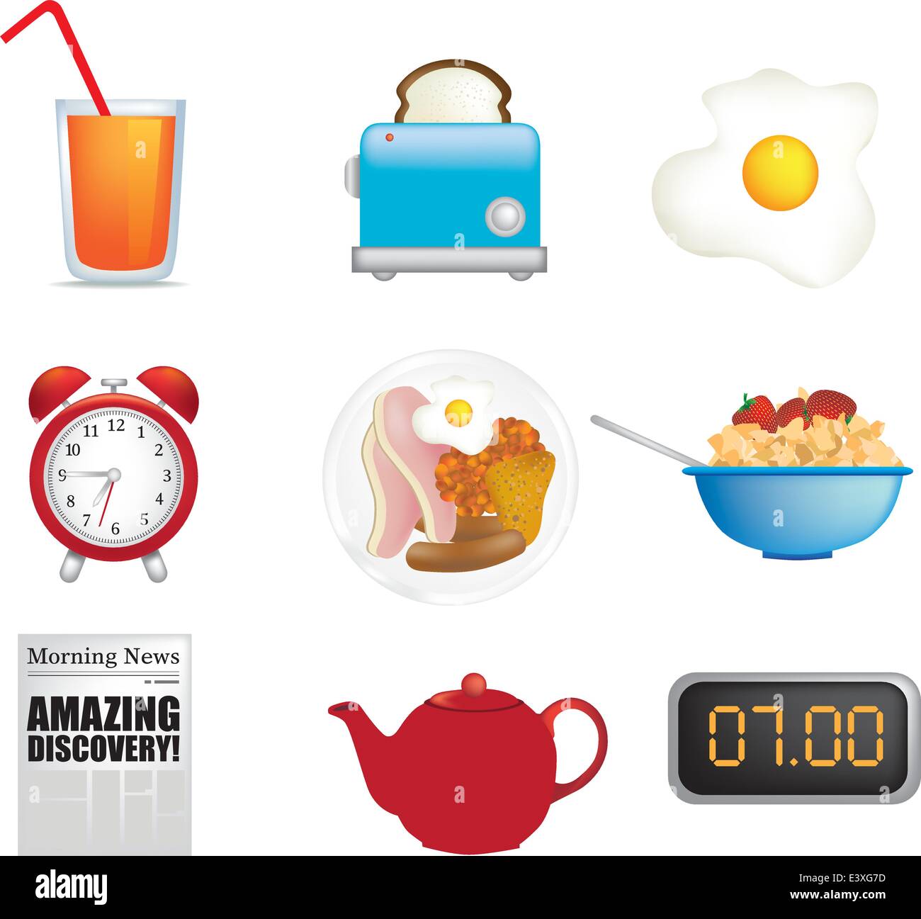 breakfast icon set illustrations set of 9 Stock Vector Image & Art - Alamy