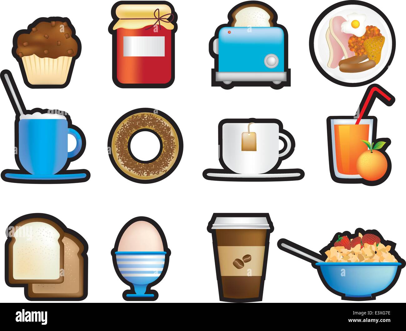 illustrated icon set of fun breakfast items Stock Vector Image & Art ...