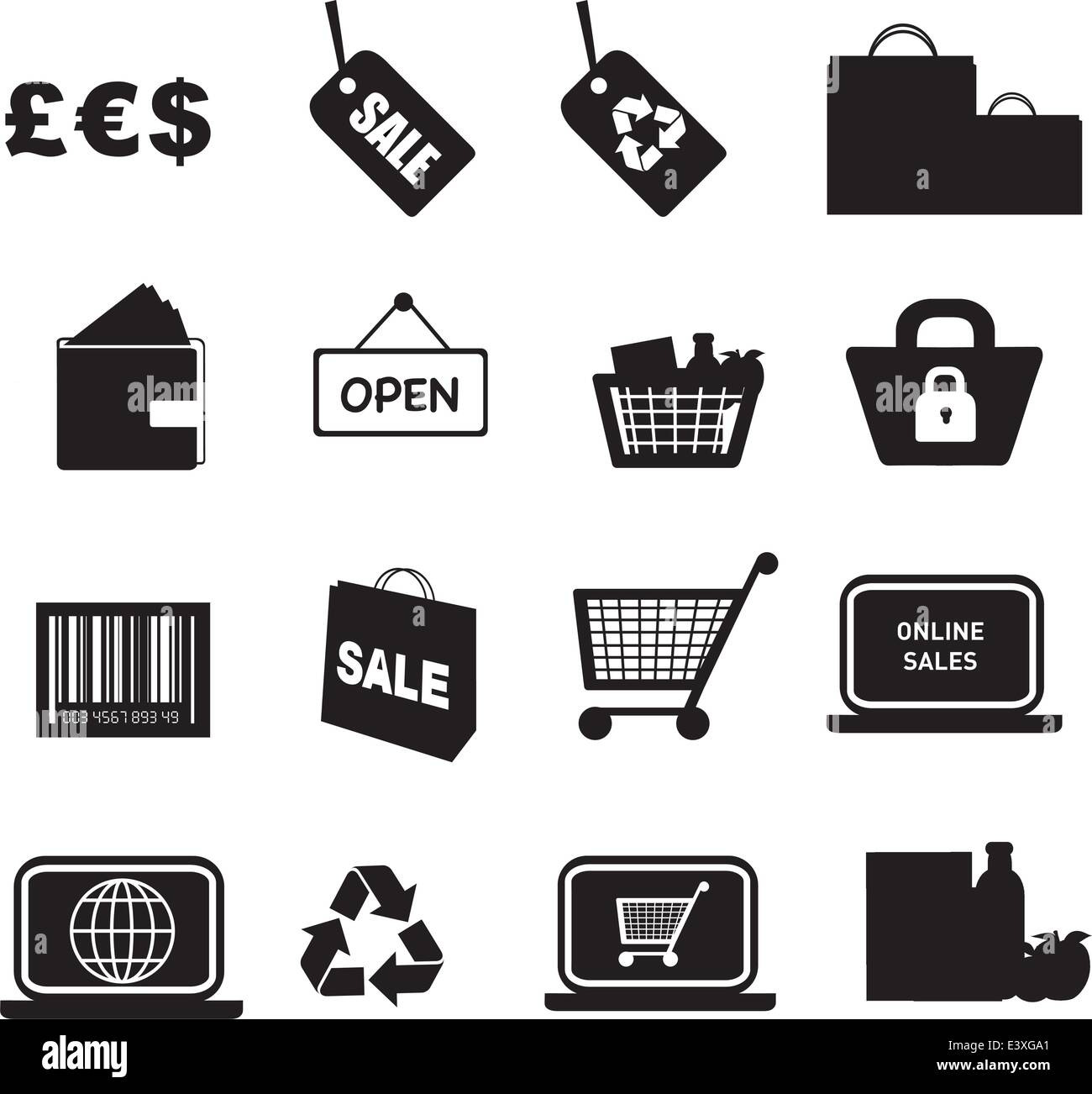 illustration of retail silhouette icon button set Stock Vector Image ...