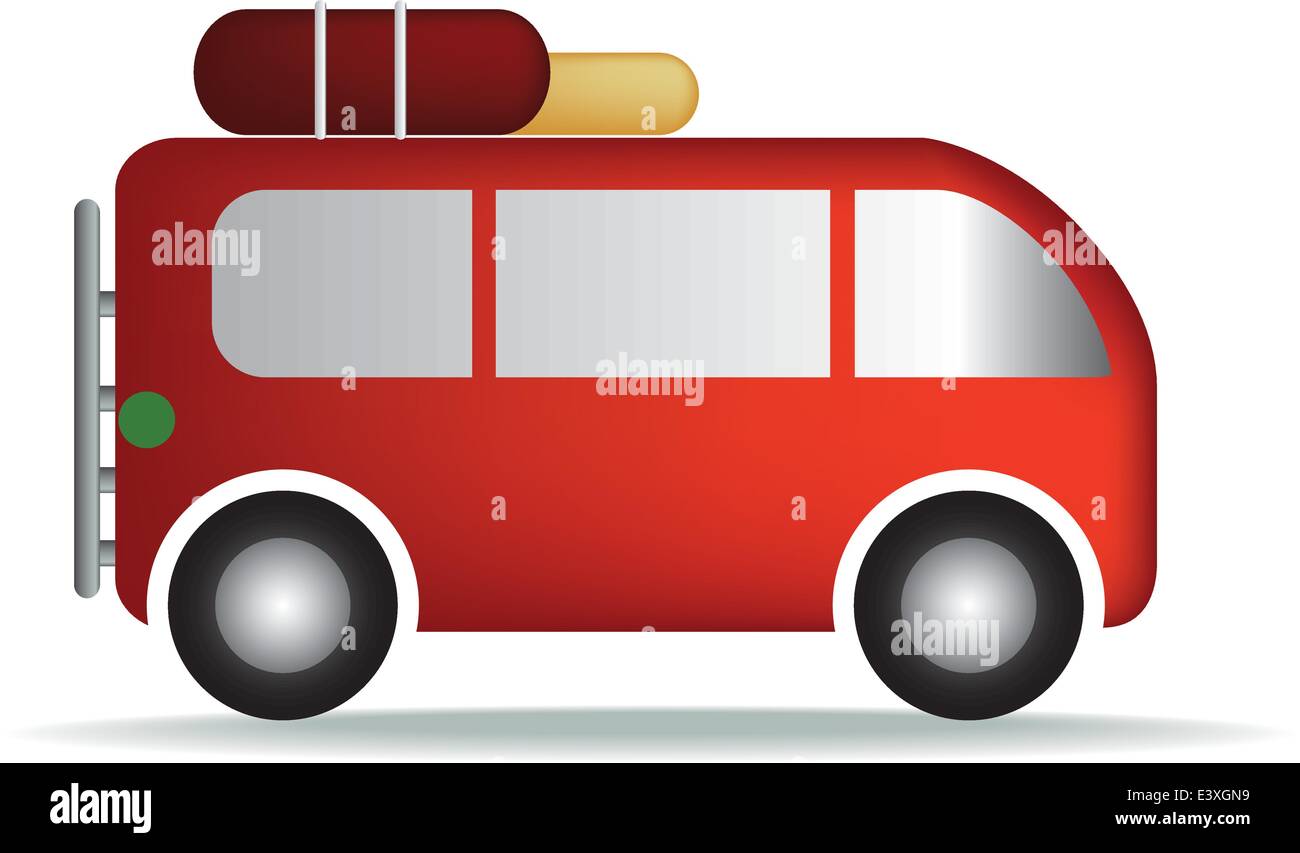 bright red camper van symbol as an illustration Stock Vector Image ...