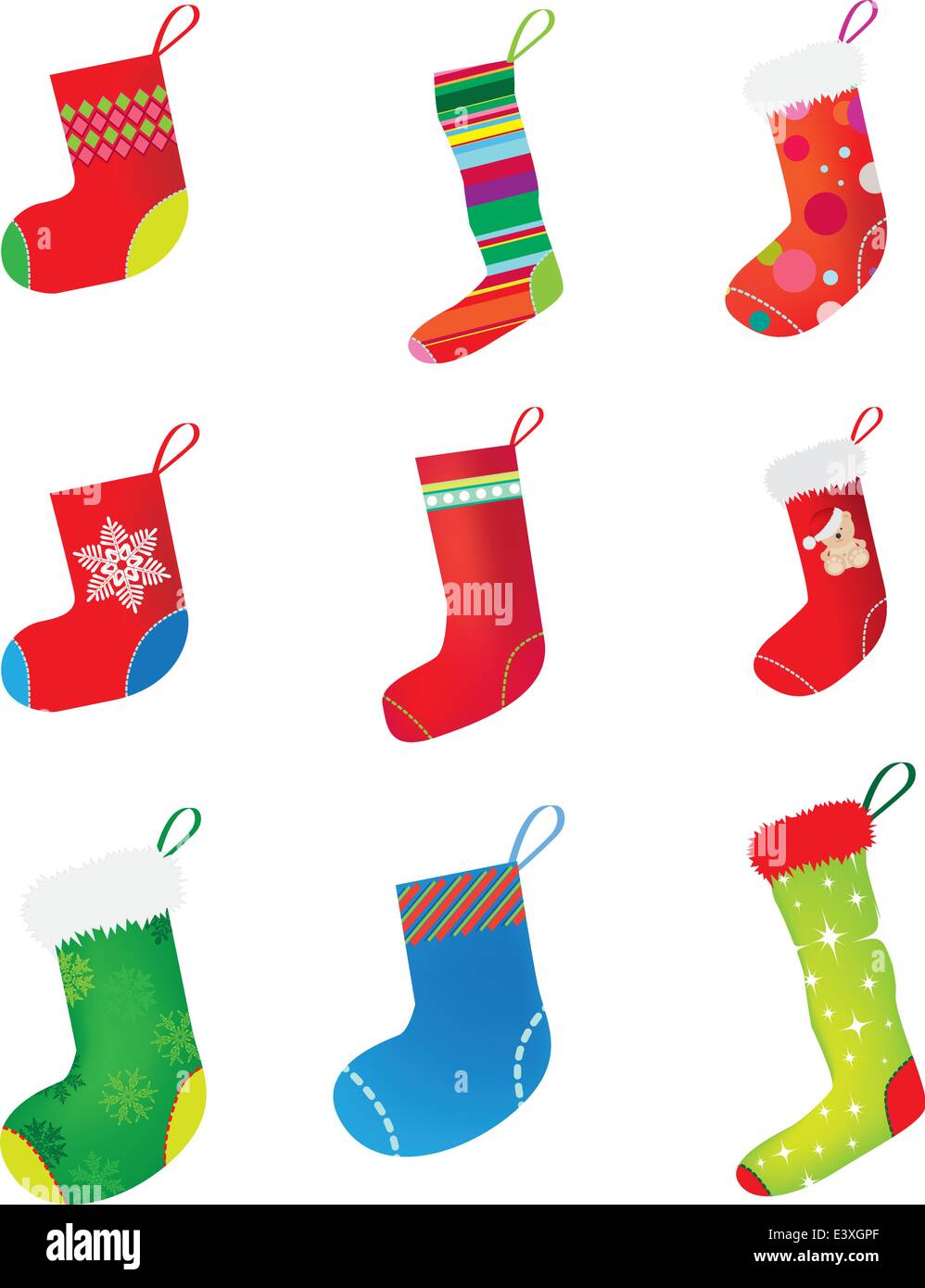set of christmas stocking on white background Stock Vector Image & Art ...