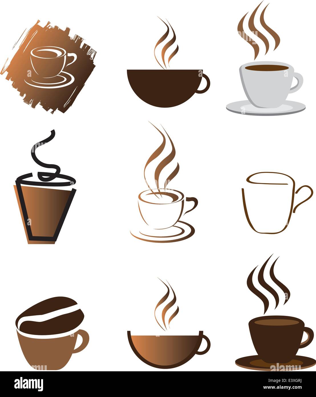 coffee illustration set of icons and coloured symbols Stock Vector ...