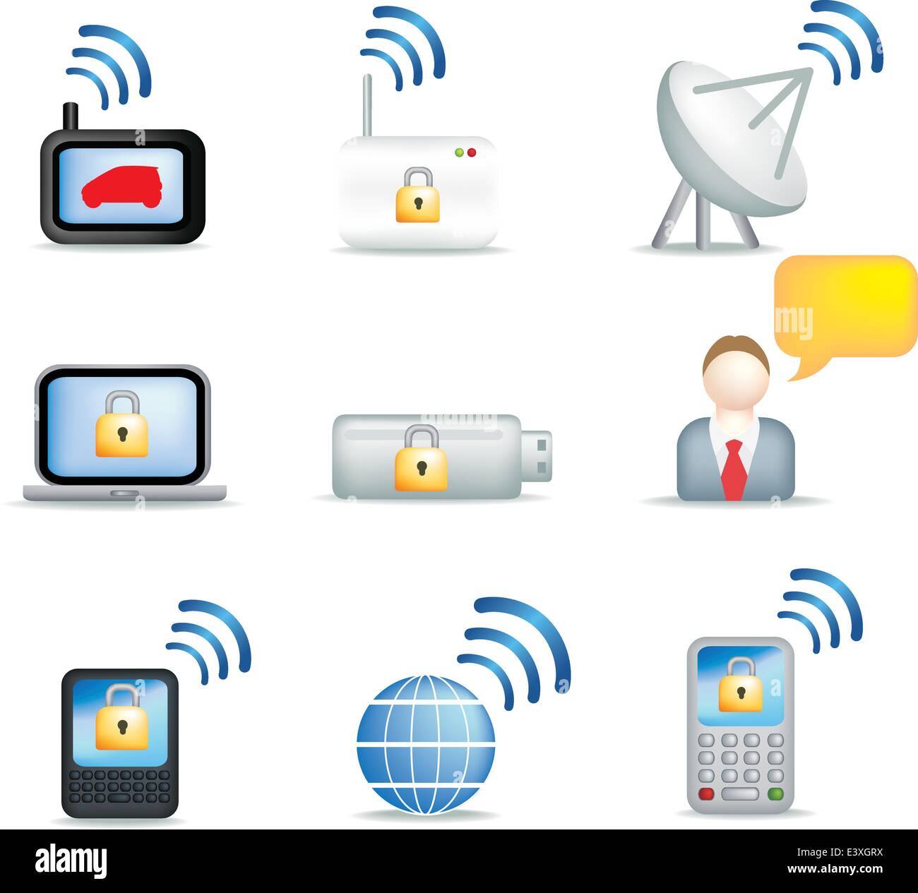 detailed set of communication icons, 3d modern style Stock Vector Image ...