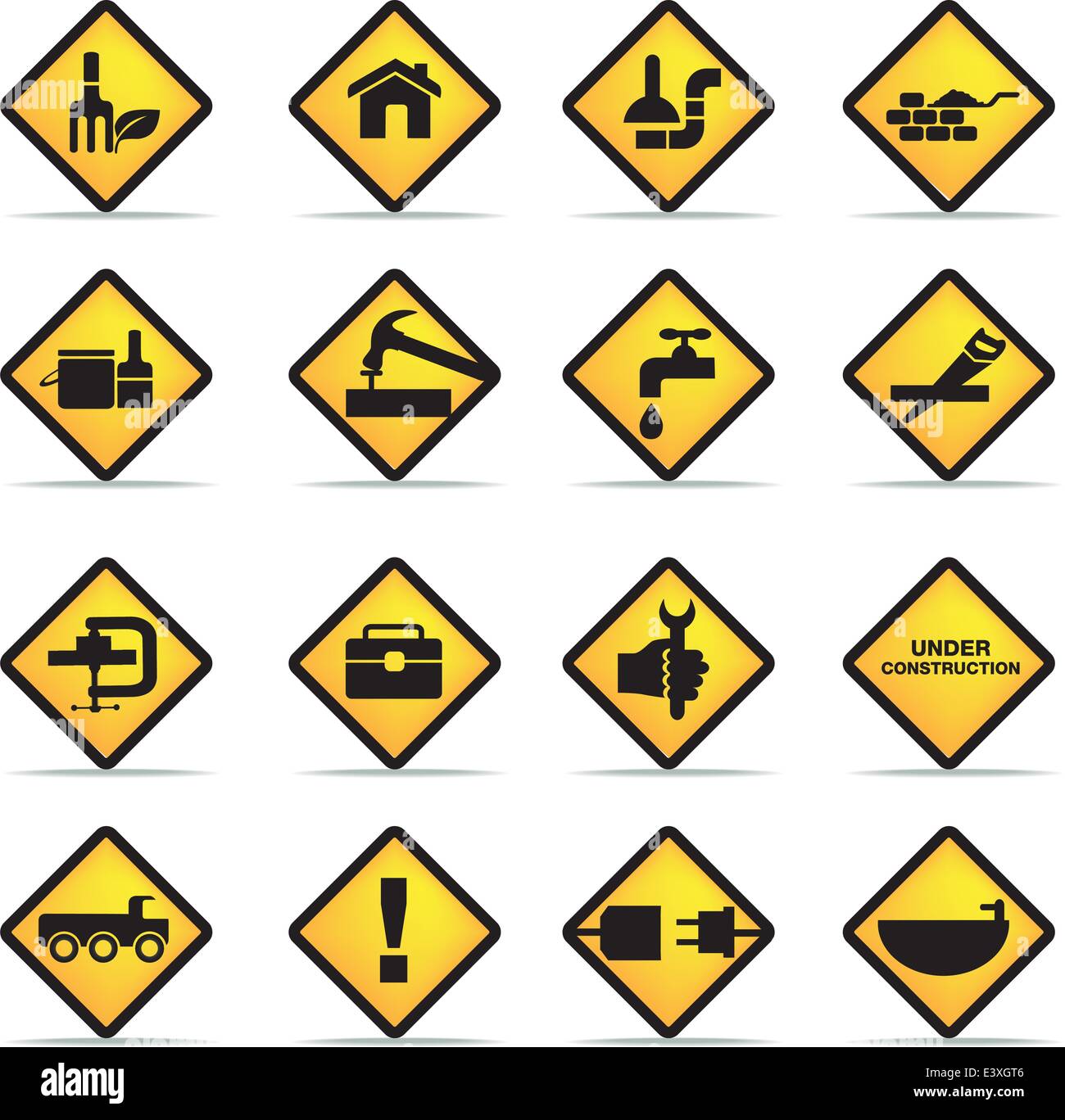 construction and diy black silhouette icon button set Stock Vector ...