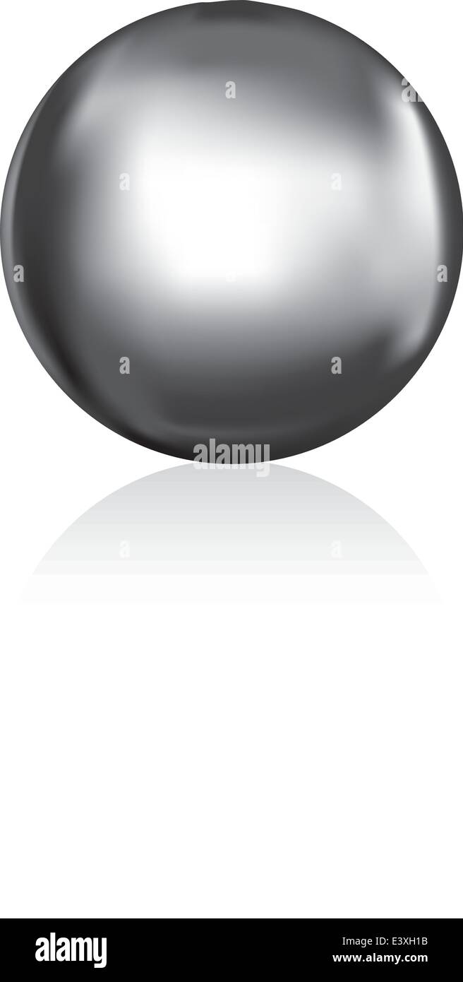 illustration of a shiny metal ball or sphere isolated on a white ...
