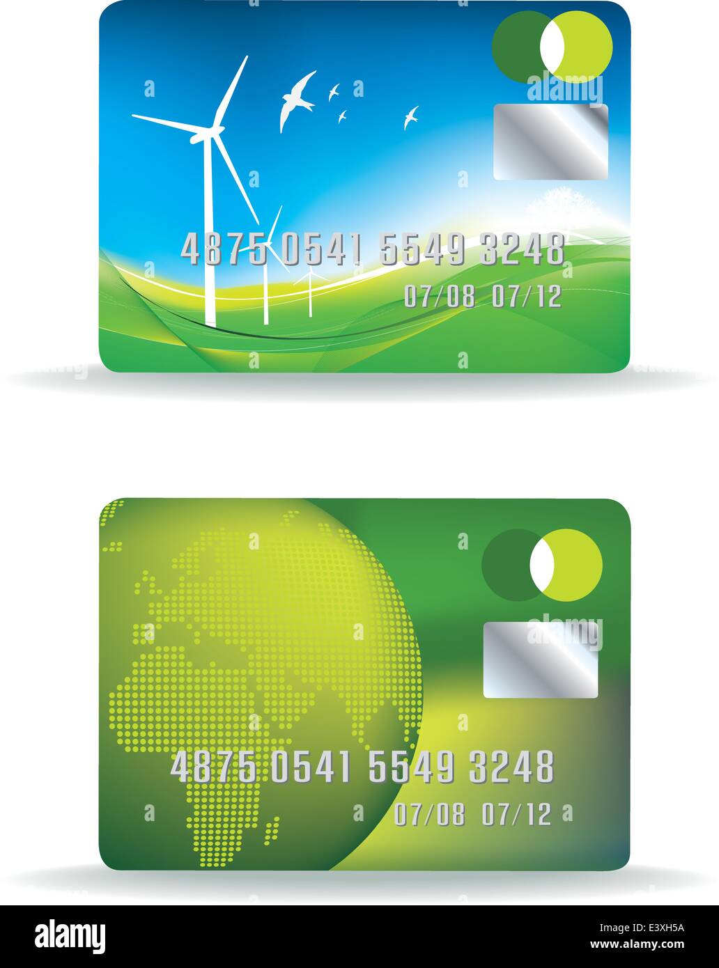 illustration of a set of eco environmentally friendly credit cards ...