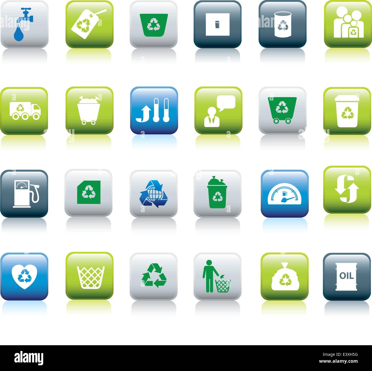 Eco icon set illustrated as green, blue and white buttons Stock Vector ...