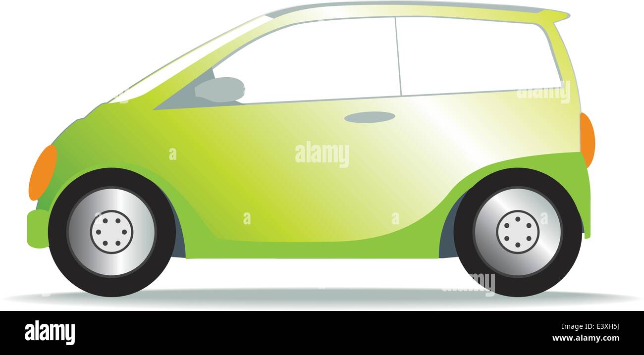 Illustration of a small green eco friendly car Stock Vector Image & Art ...