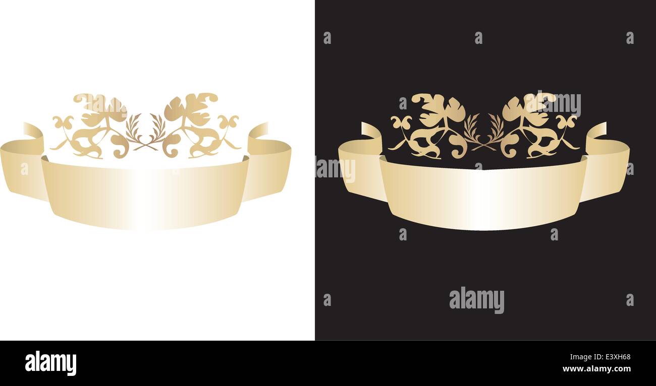 A vector illustration of a gold scroll with florals Stock Vector Image ...