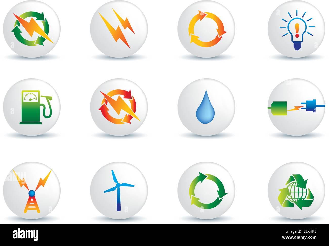 electrical power detailed icon set collection of buttons Stock Vector ...