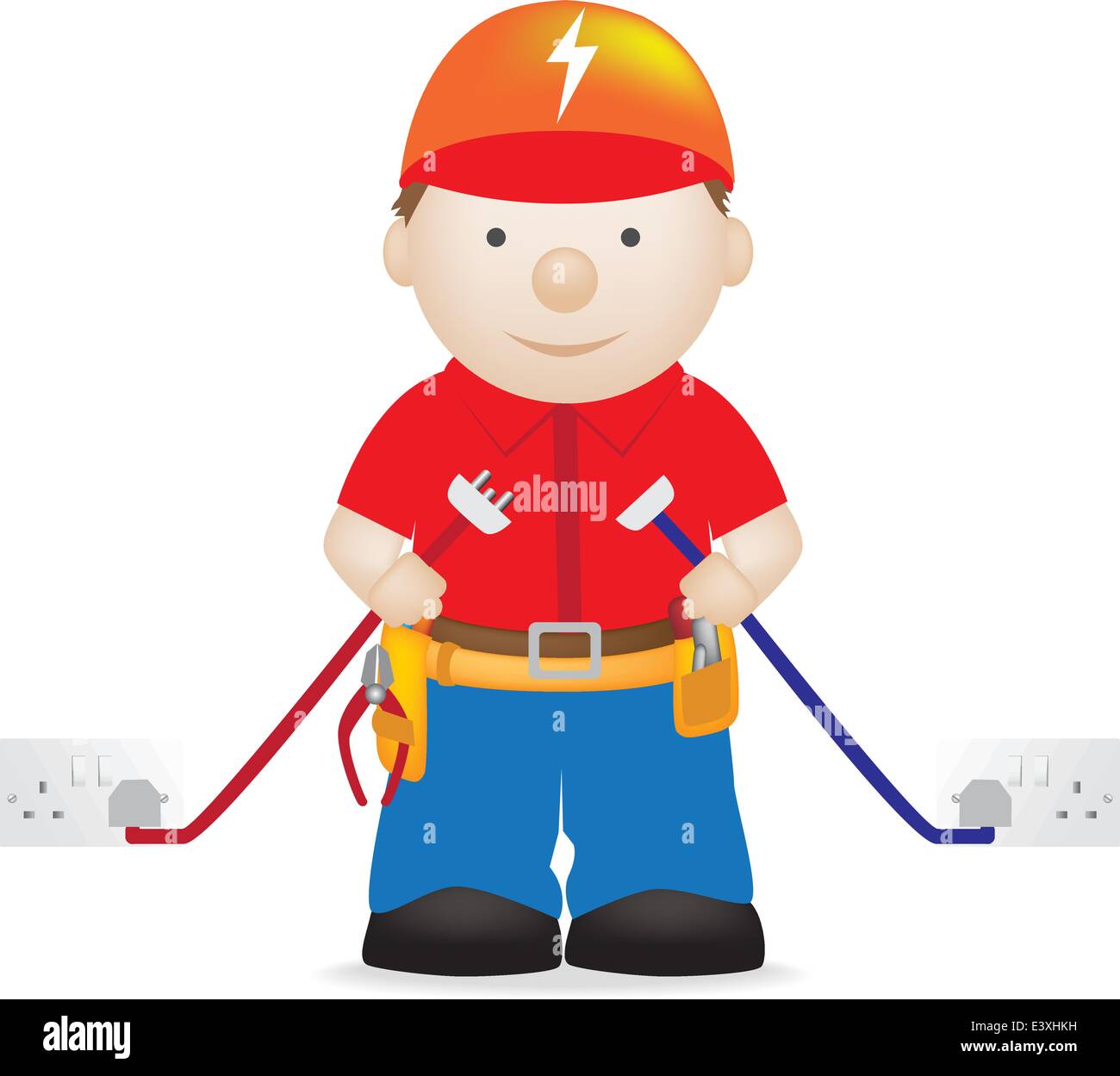 illustration of a modern friendly electrician character Stock Vector ...