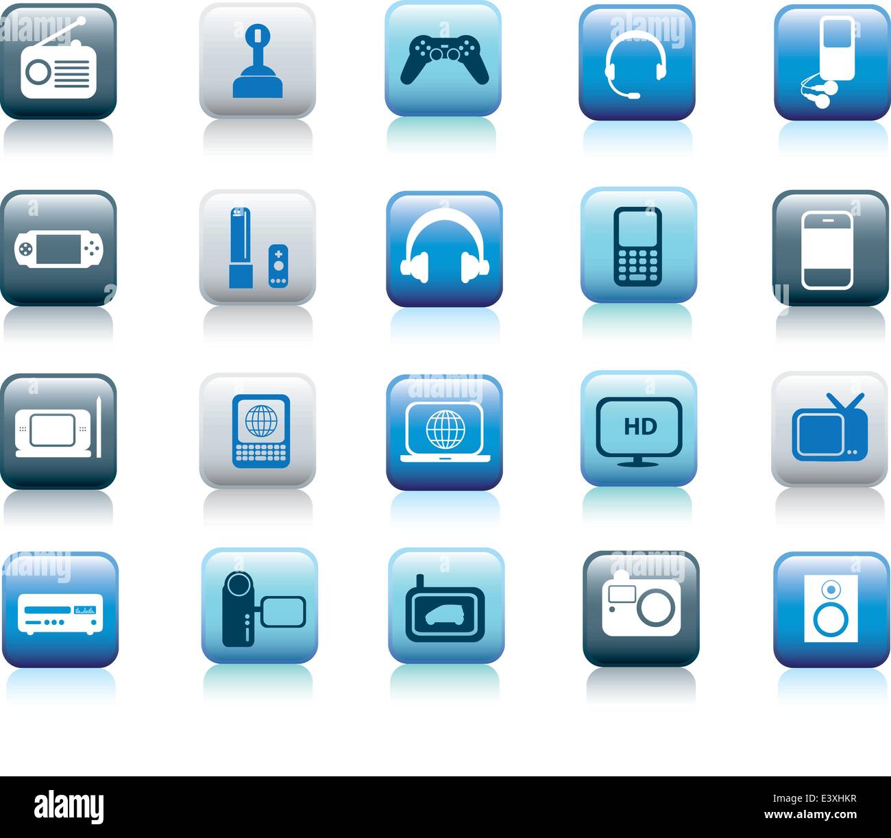 electronic buttons of diferent technology objects as illustrations ...