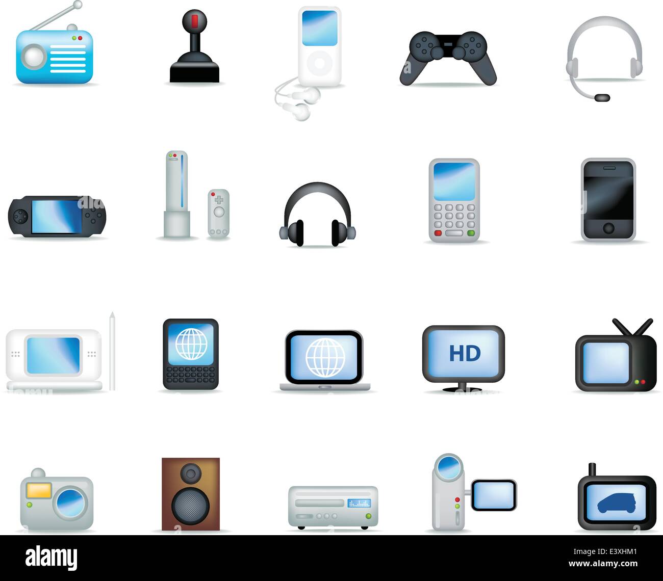 A set of modern icon illustrations of electronic devices Stock Vector ...